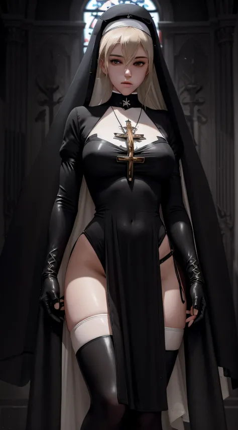 Redemption，blacksilk，lewd nun，Absolute realm，Black long straight - SeaArt AI