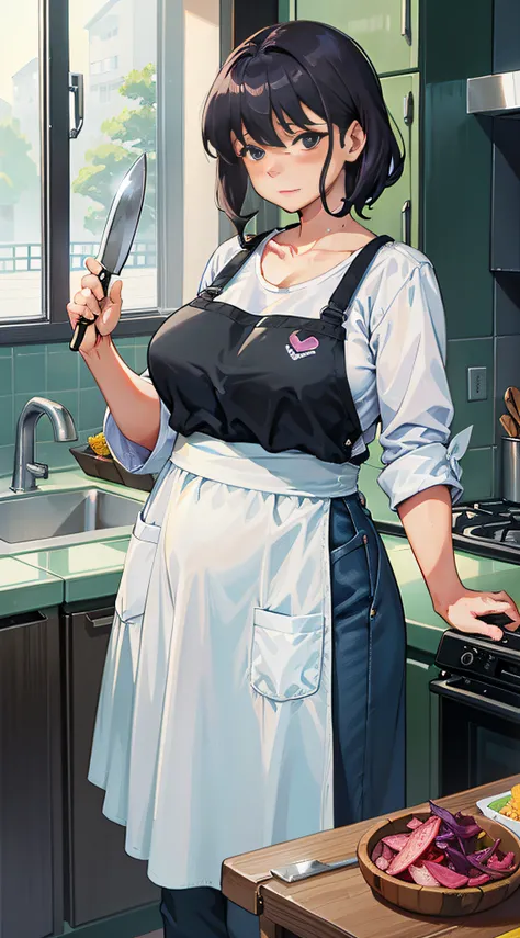 A middle-aged woman with a somewhat bloated physique，（Obese woman），Put ...