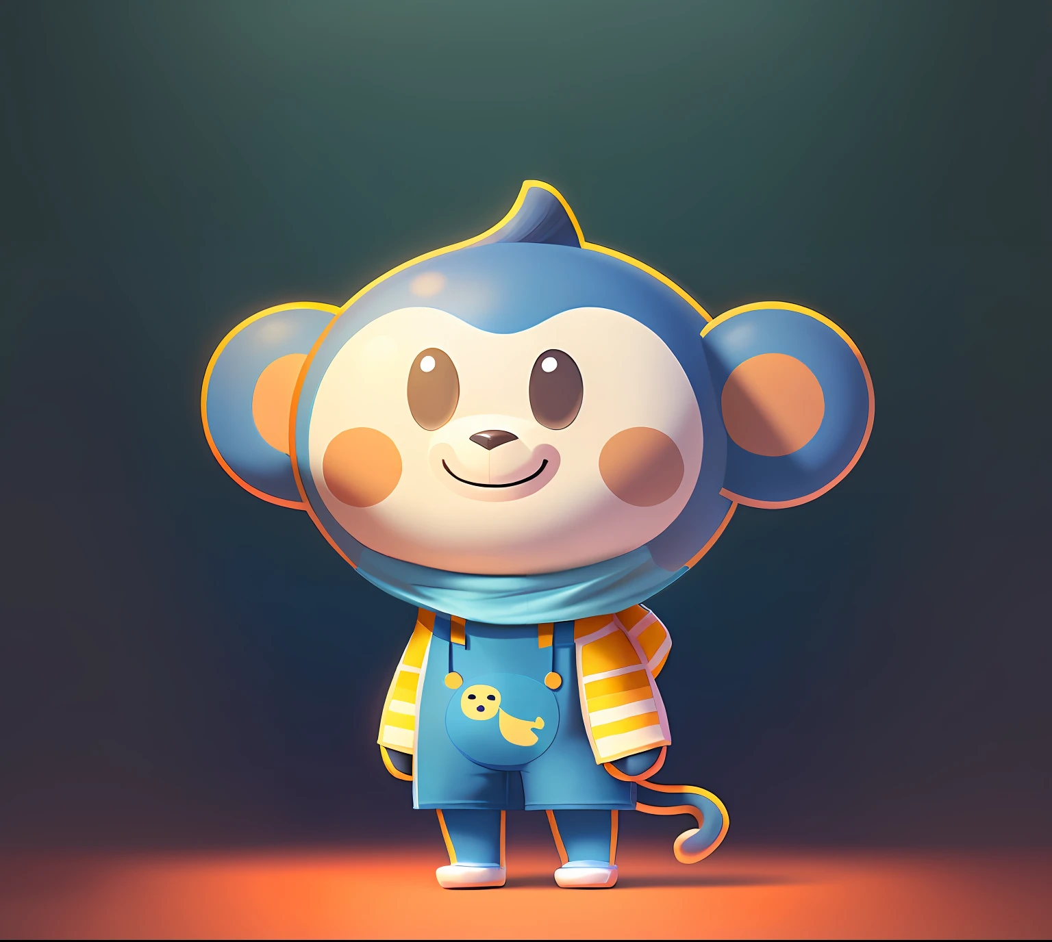 Cartoon monkey wearing blue shirt and blue pants, Cute image, Wearing a ...