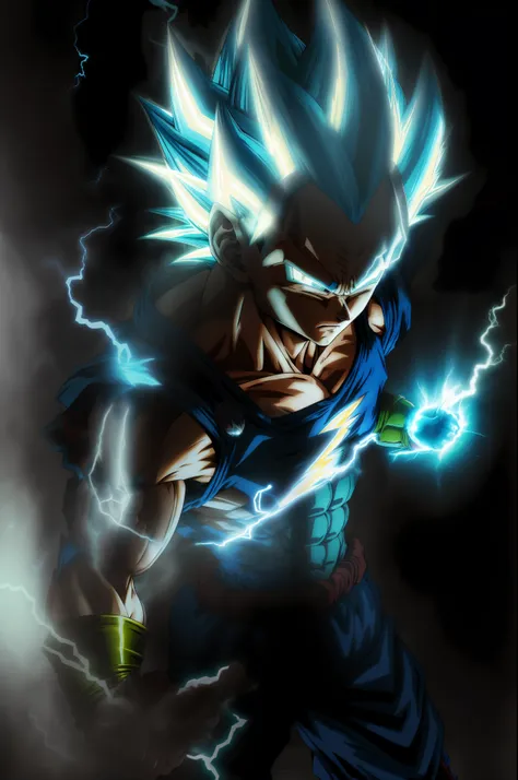 masterpiece, best quality, Vegeta super Saiyan blue, blue hair Blue ...