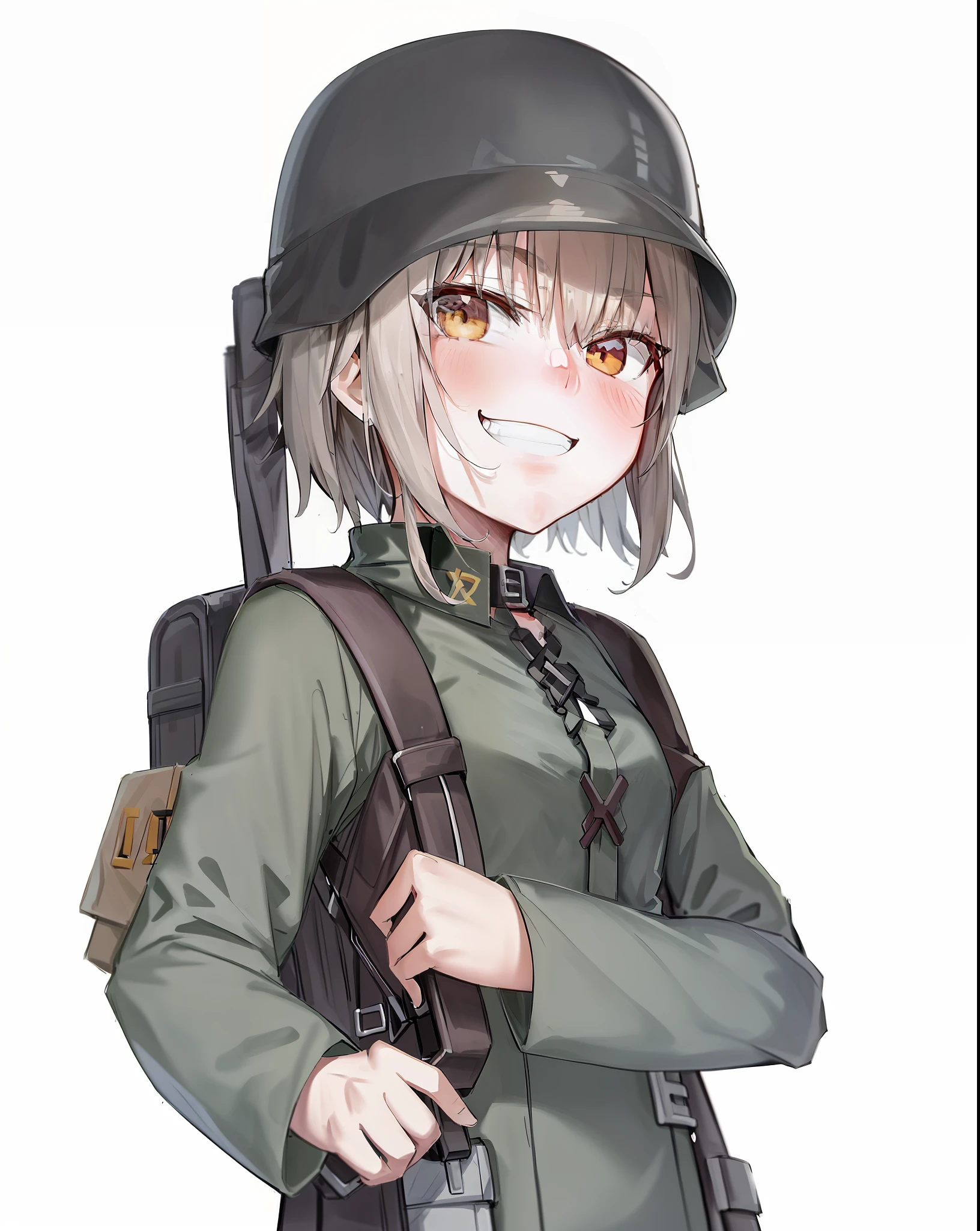 A woman in a uniform with a gun and a helmet - SeaArt AI
