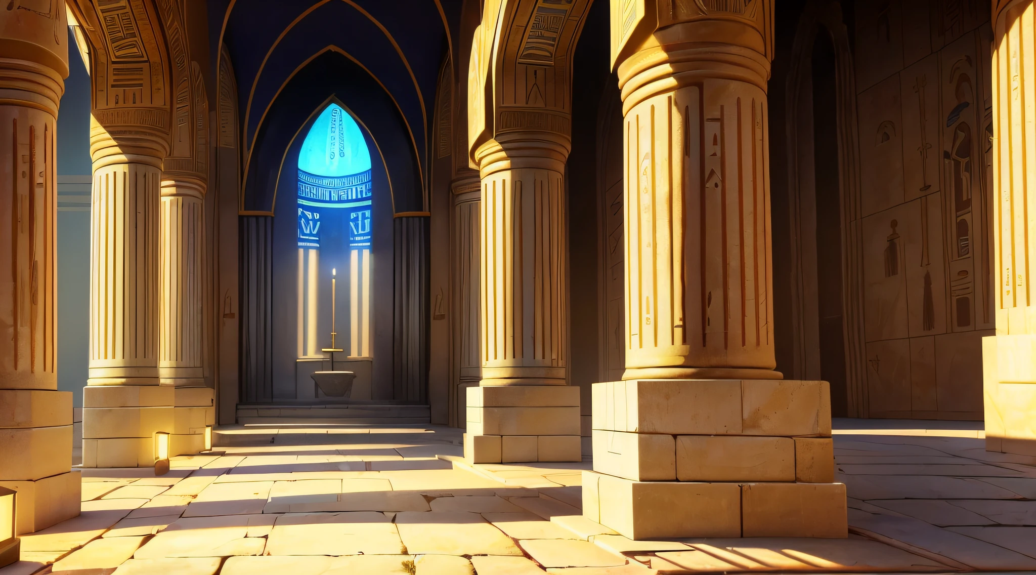 Arafed view of a large building with columns and a blue sky - SeaArt AI