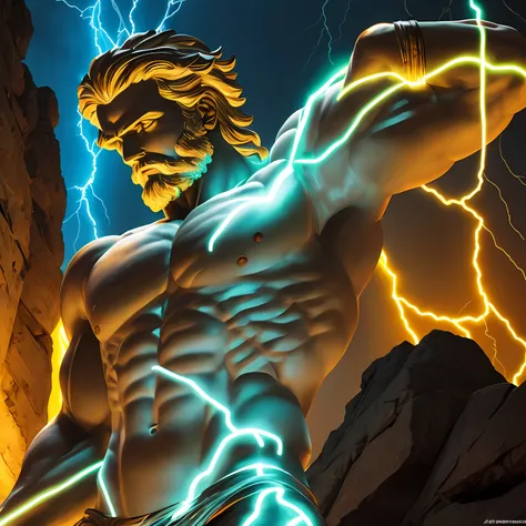 (neon raio around the head:1.1), monumento, (Close da cabeça), cena ...