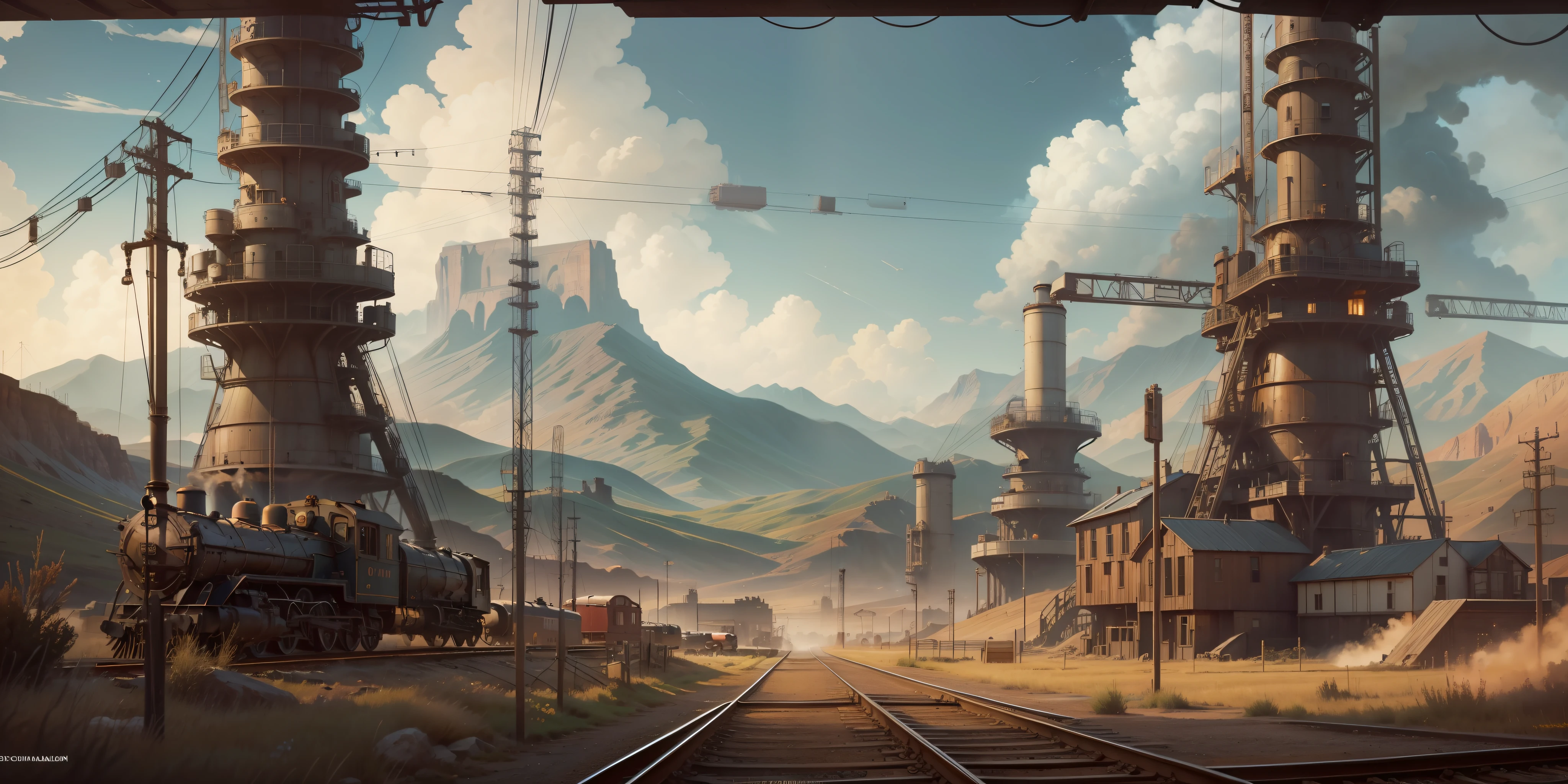 A close up of a train track with a train going by - SeaArt AI