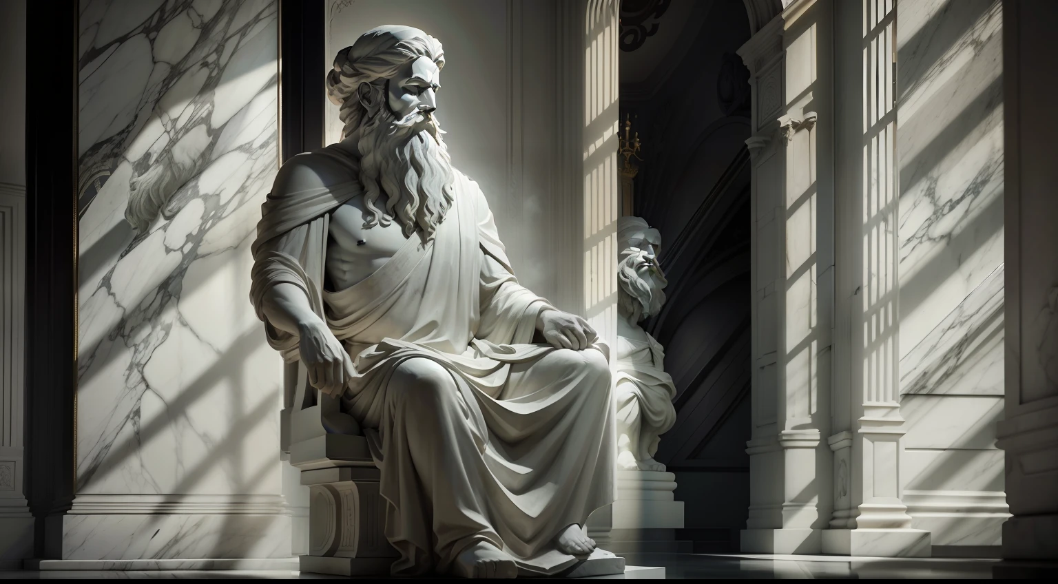 Estátua de mármore branco de homem sábio com barba estilo filósofo ...