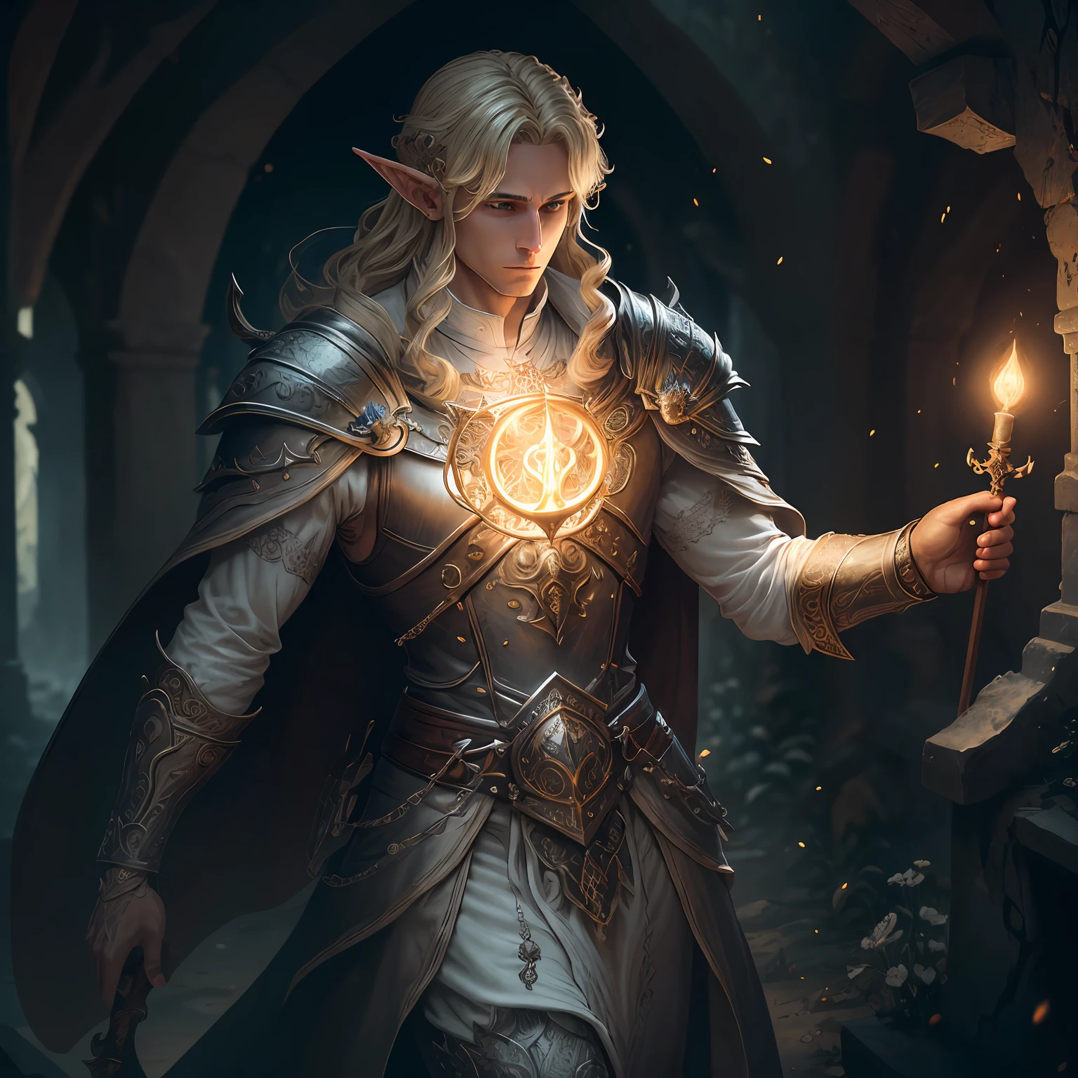 Elf Cleric D&D created with SeaArt AI