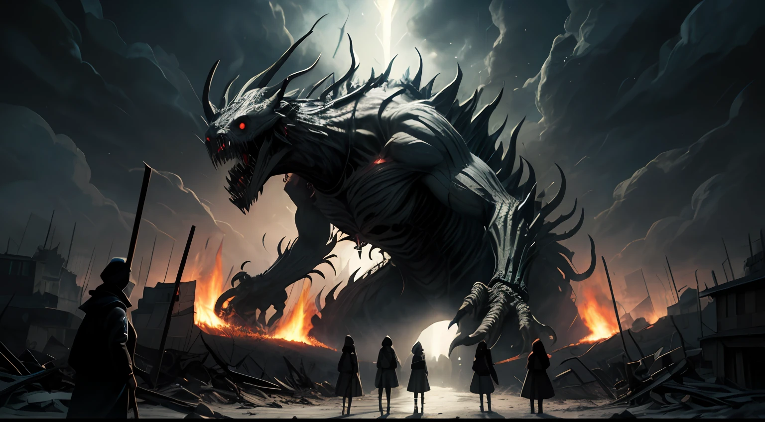 A large group of short, masked girls stood still，Holding a long metal ...