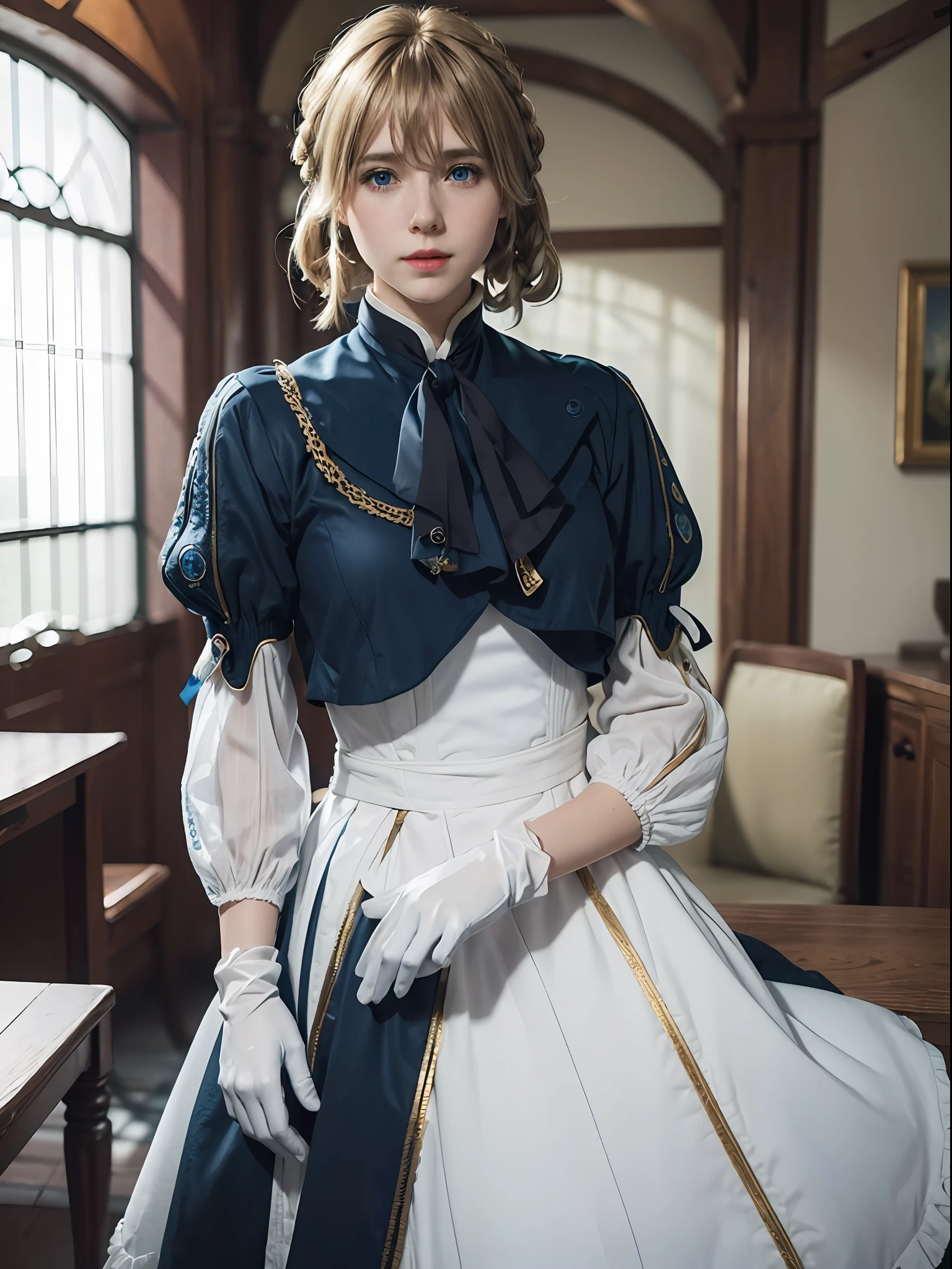 Violet Evergarden Blue Eyes Blonde Hair Blue Eyes Hair Ribbon