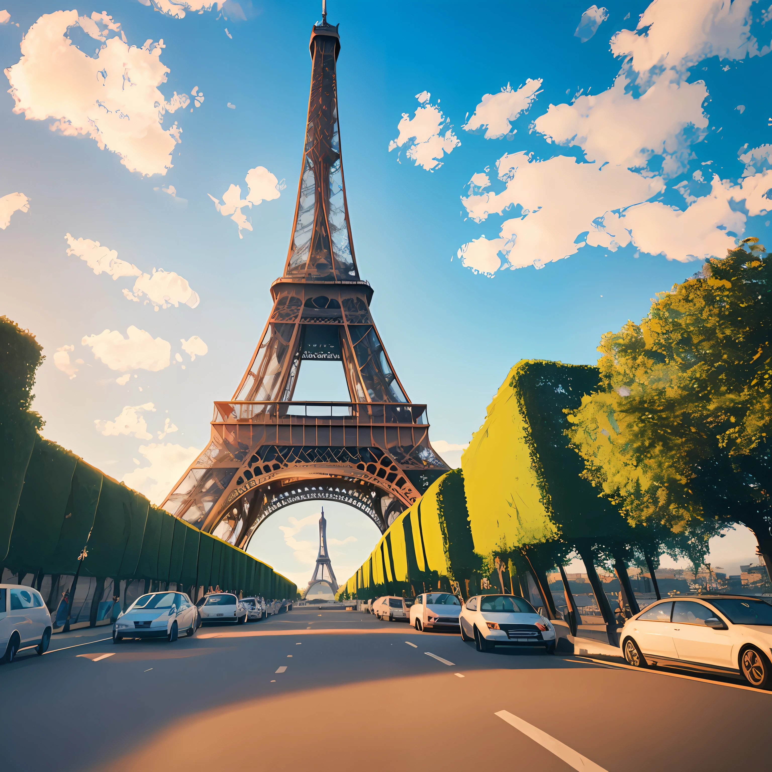 Create a high-definition image of the Eiffel Tower with a realistic ...