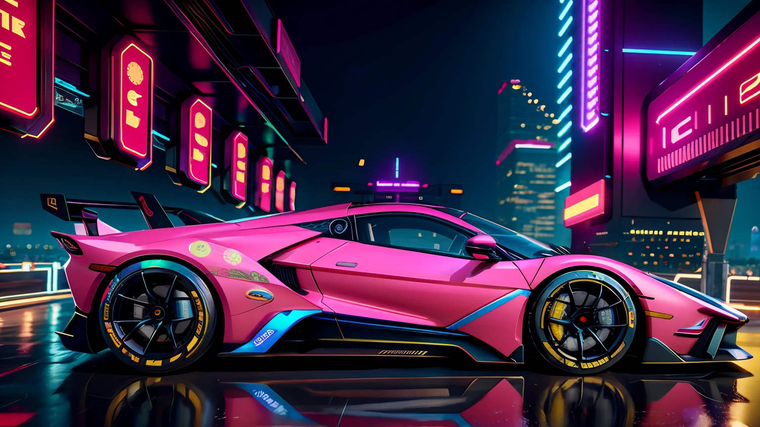 vaporwave style, hypercar, cyberpunk city, hyperdetailed, intricately ...