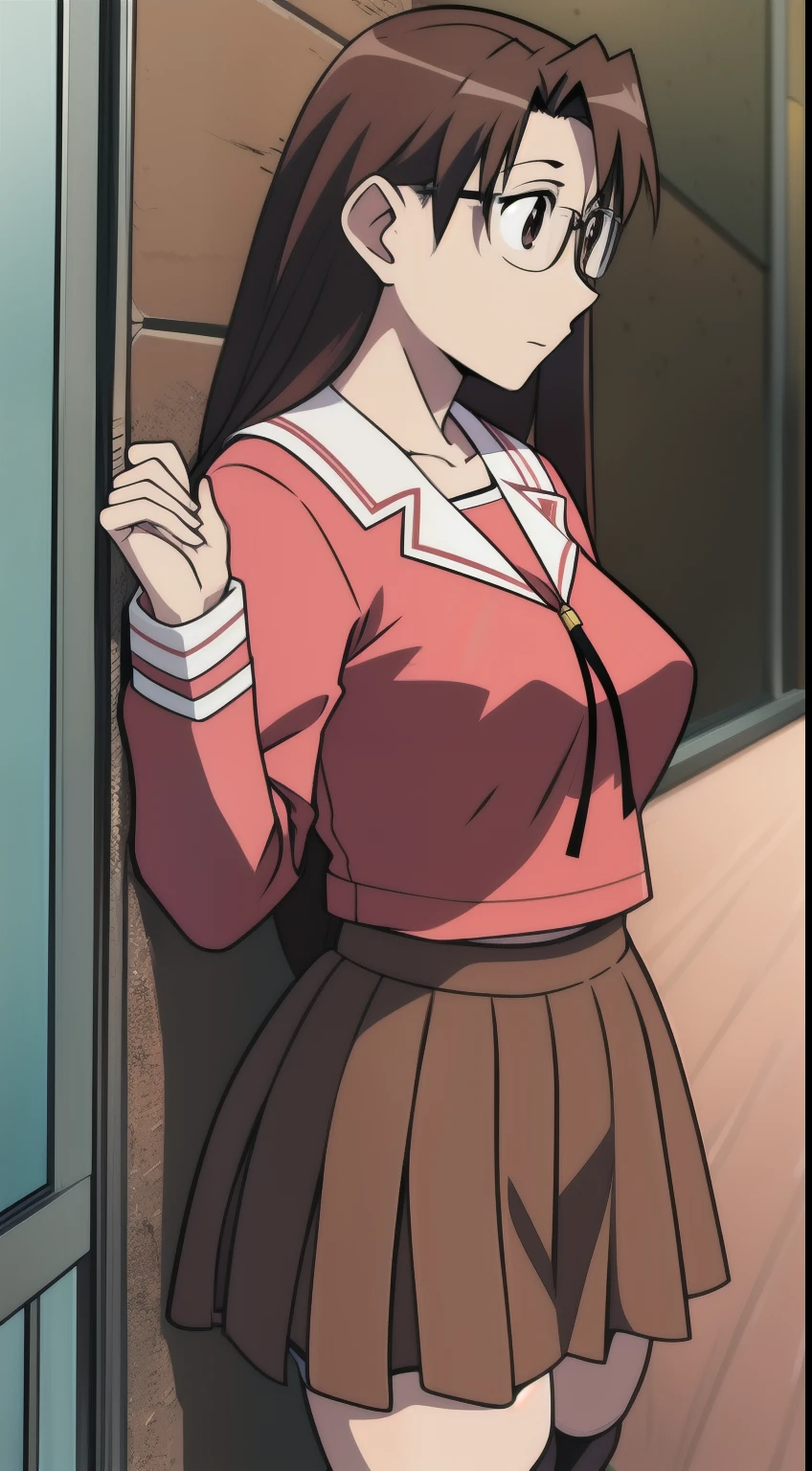 Koyomi Mizuhara, brown hair, long hair, glasses, nose - SeaArt AI