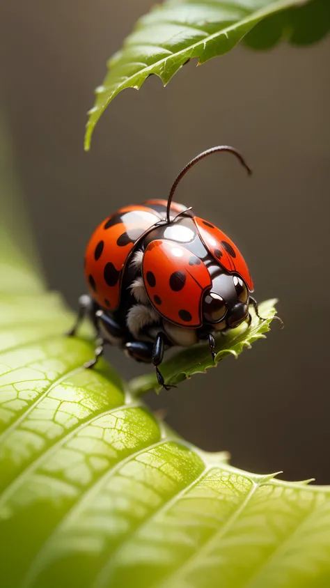 Ladybug in the brown color leaf,closeup,macro,ladybug,high resolution ...