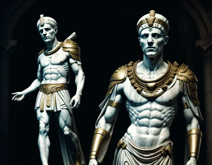 a realistic full body greek white marble statue of julius caesar ...