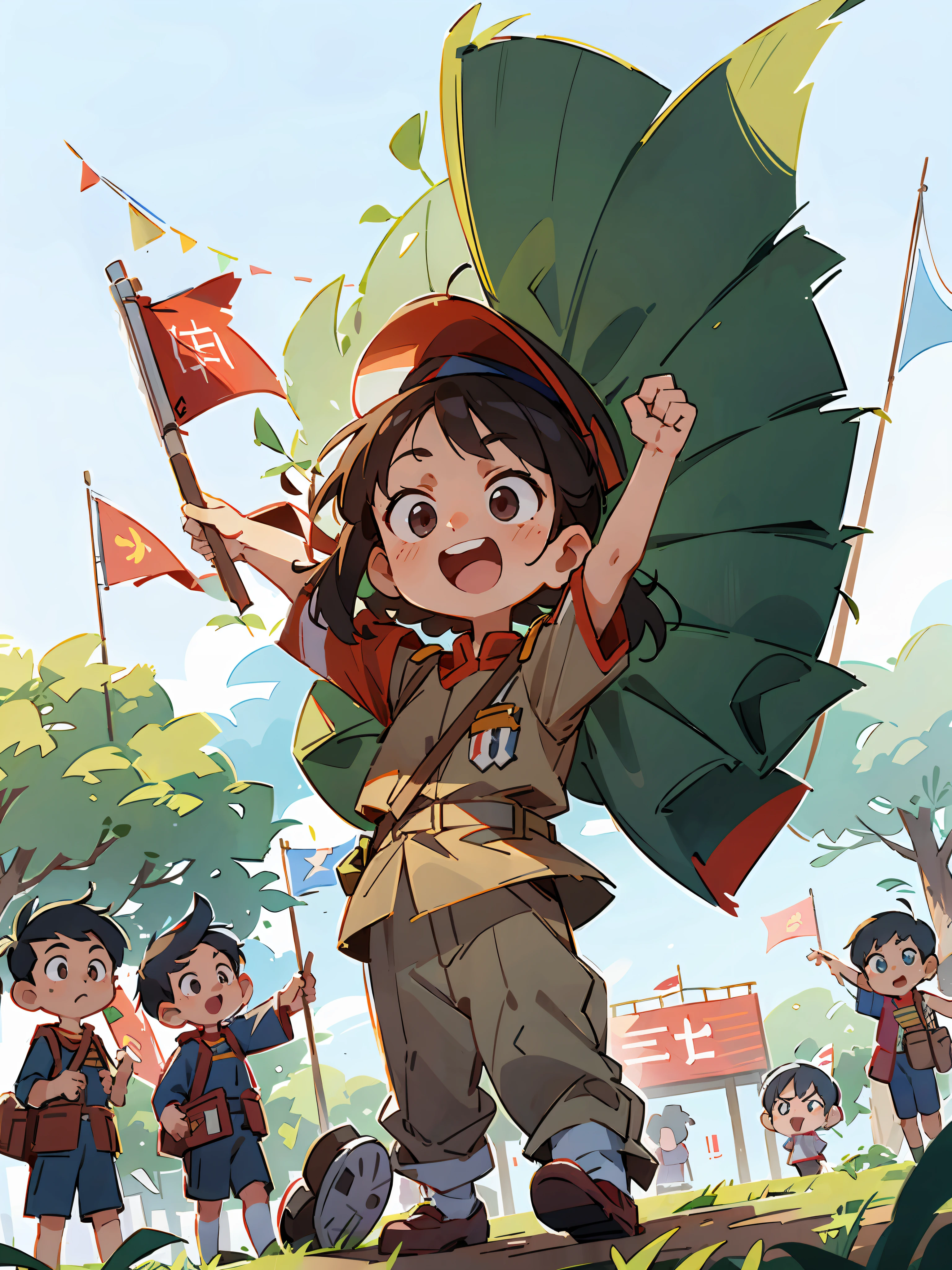 Hold a red flag in your right hand - SeaArt AI