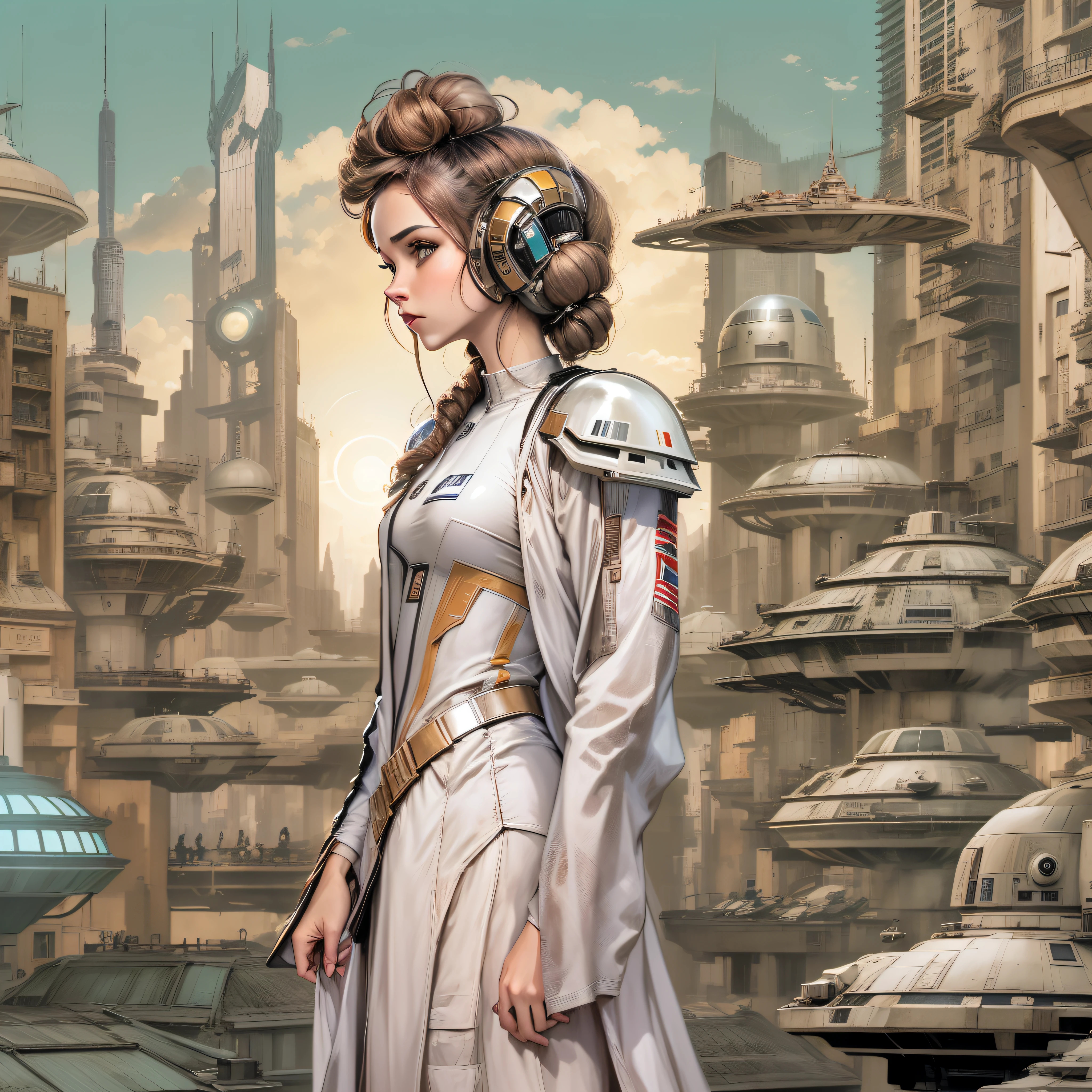 Arafed image of a woman in a futuristic city with a sci - fiore - SeaArt AI