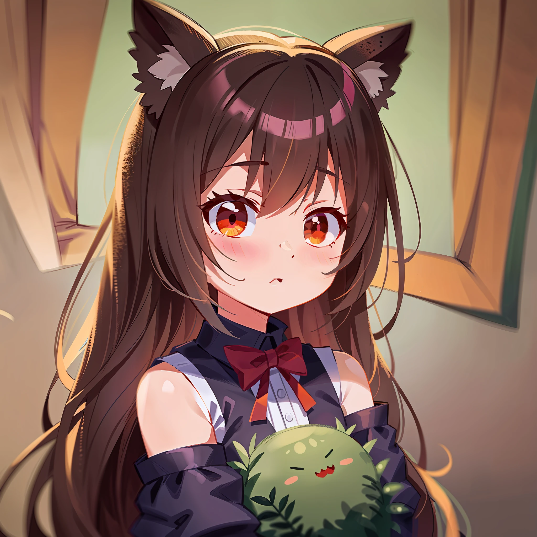 Masterpiece, Detailed, Soft lighting, goth catgirl with long red hair, Orange eyes Chibi - SeaArt AI