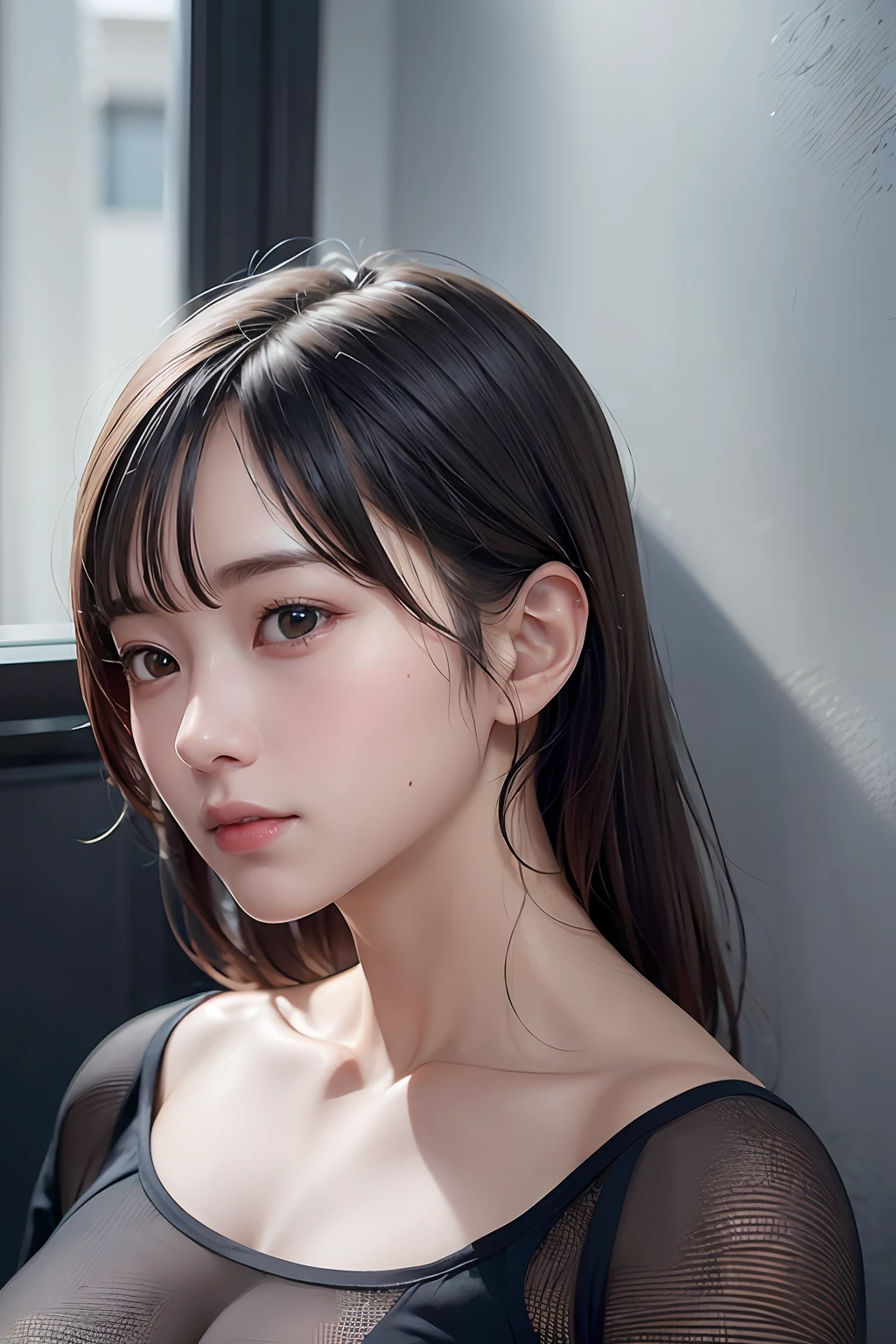 A woman in a black top and sheery posing for a picture - SeaArt AI