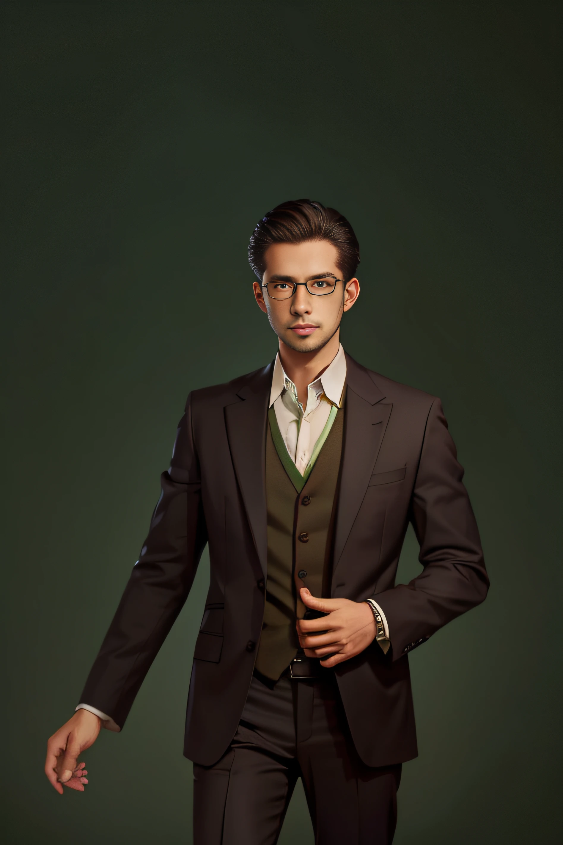 wear glasses, look at front, balance eyes - SeaArt AI