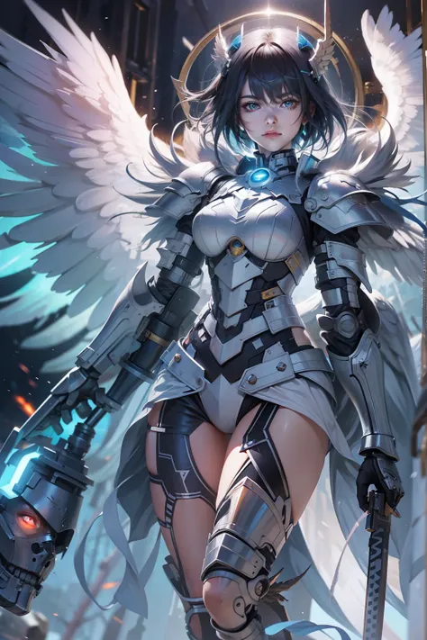 (masterpiece), (best quality), 1girl, battle angel, female warrior with angel wings - SeaArt AI