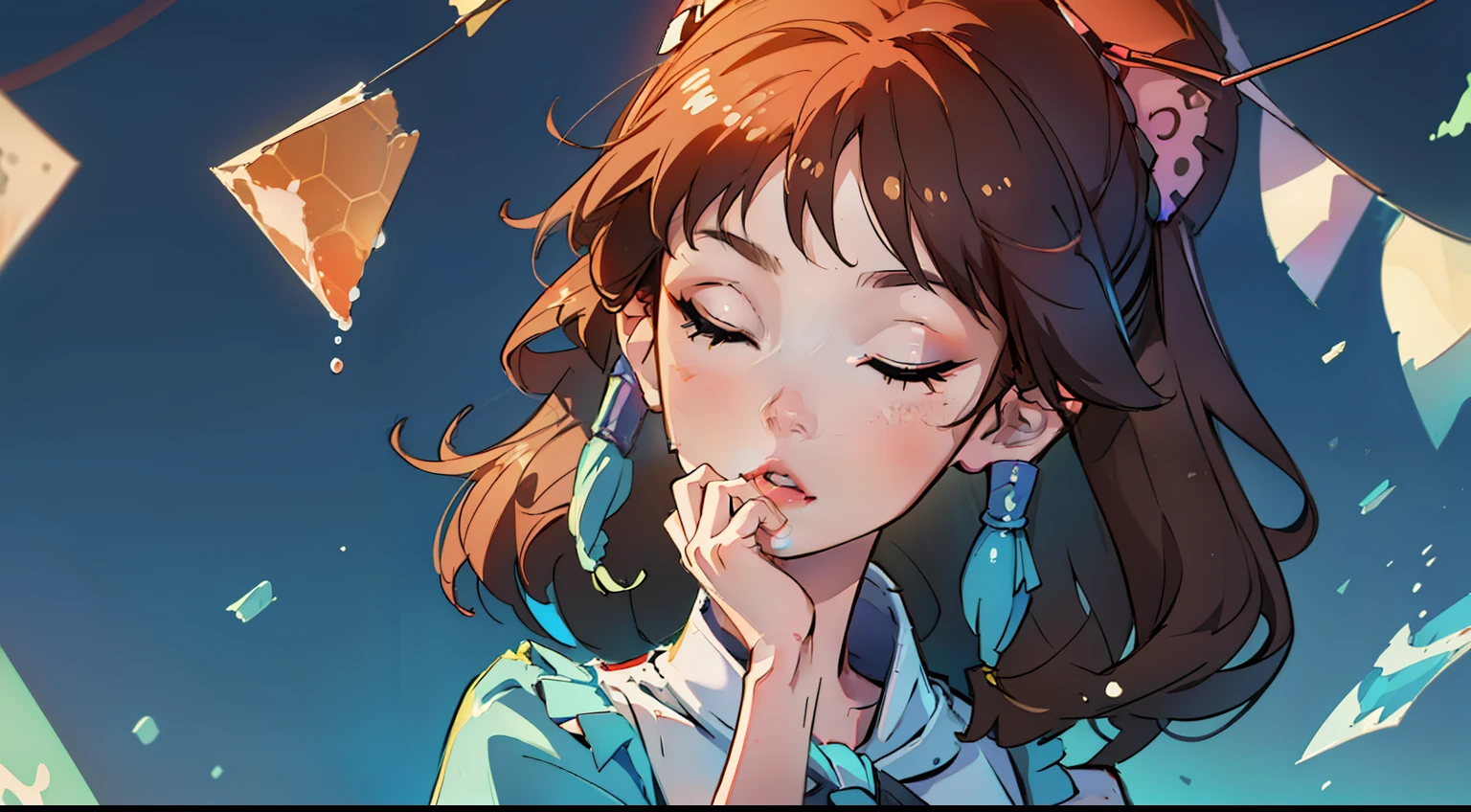 Masterpiece Best Quality 1girl Closed Eyes Upper Body Seaart Ai