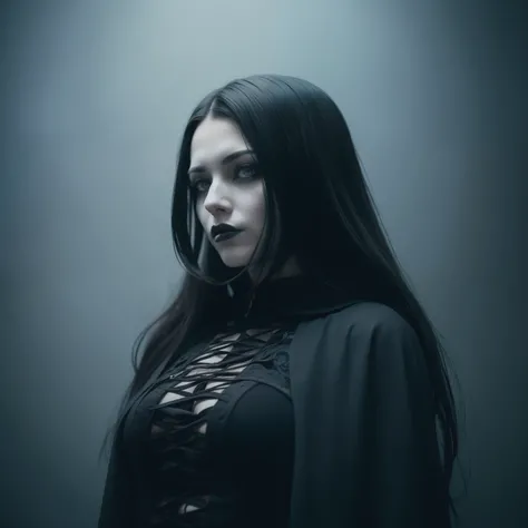 a close up of a person, full body, darkwave goth aesthetic, silent hill ...