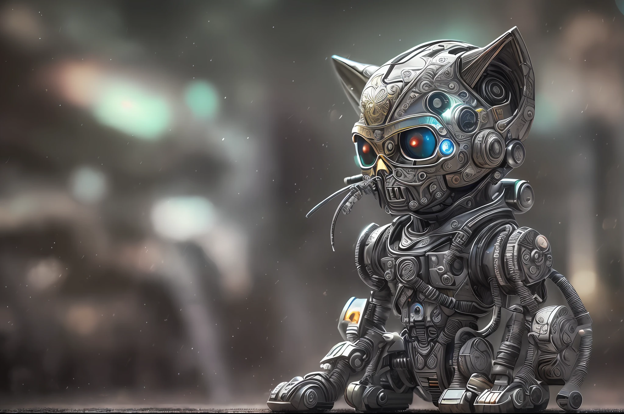 A close up of a cat with a helmet on sitting on a ledge - SeaArt AI