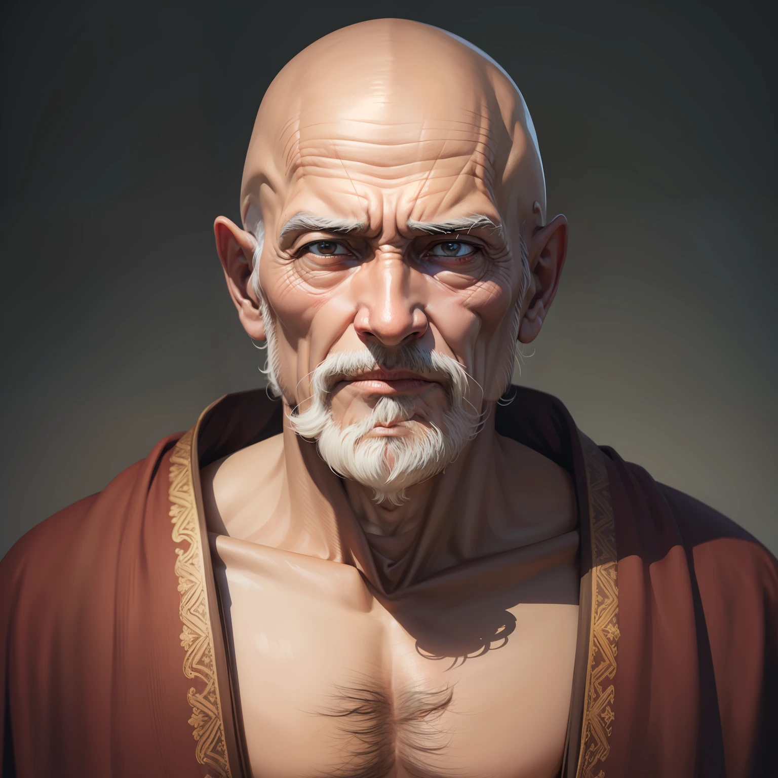 Face of wise man, very old, bald, monk, hyper realistic - SeaArt AI