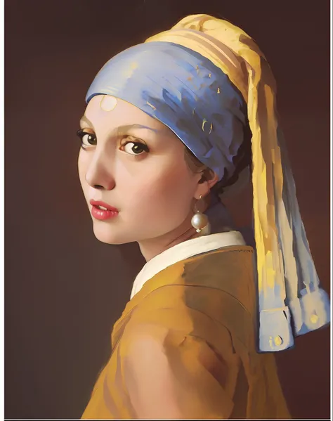pixel art, Girl With A Pearl Earring - SeaArt AI