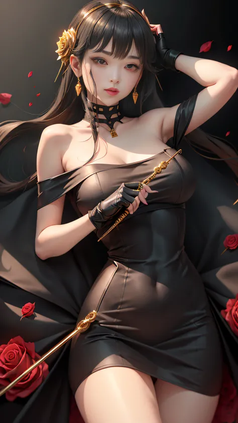 Yorbrier、 Super beautiful big glowing eyes、1girl in, in backlight, bare shoulders , black ...