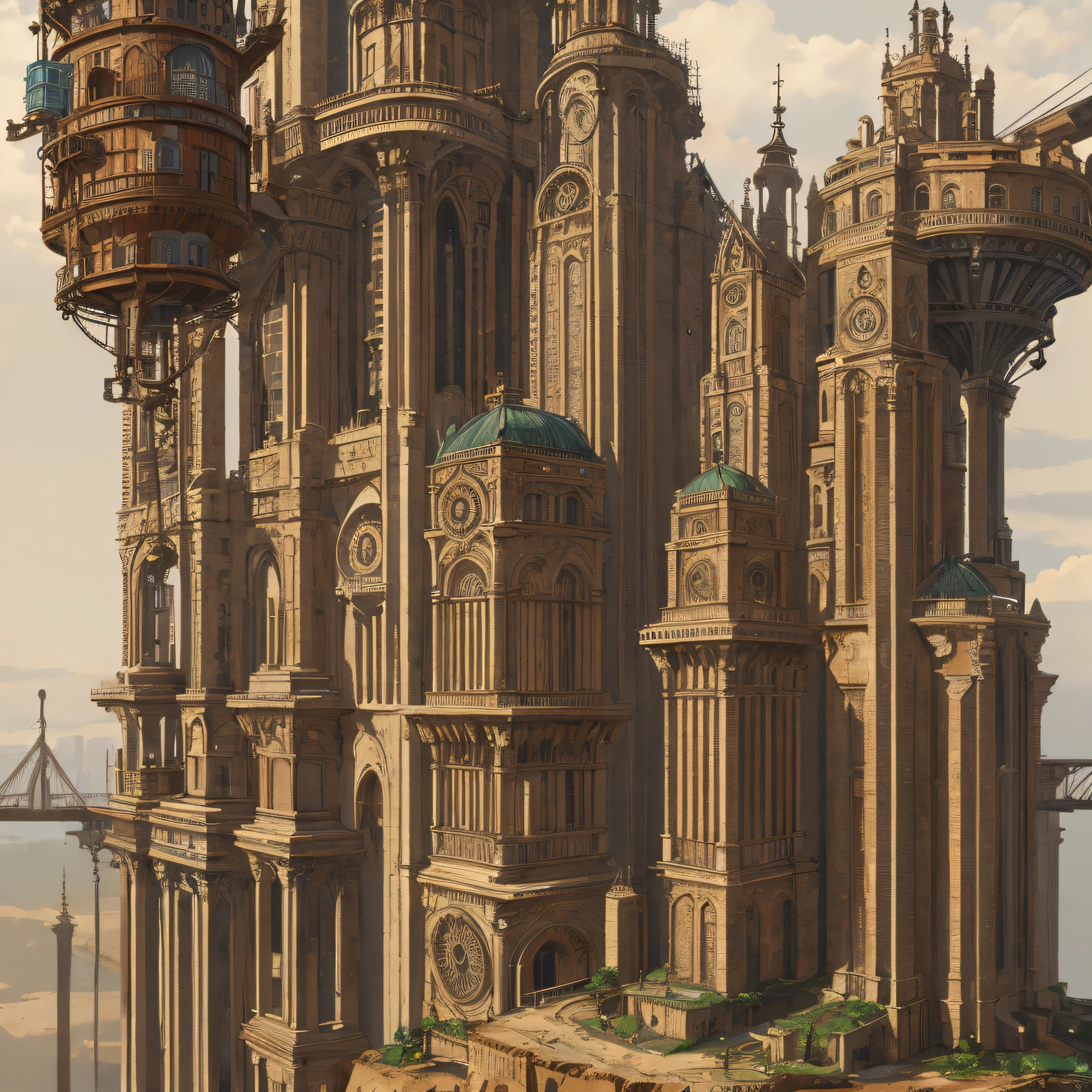 There is a large building with a clock on top of it - SeaArt AI