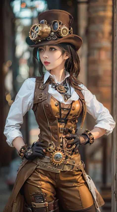 Alafe in black leather costume posing for photo、Garter Belt、(Brown ...