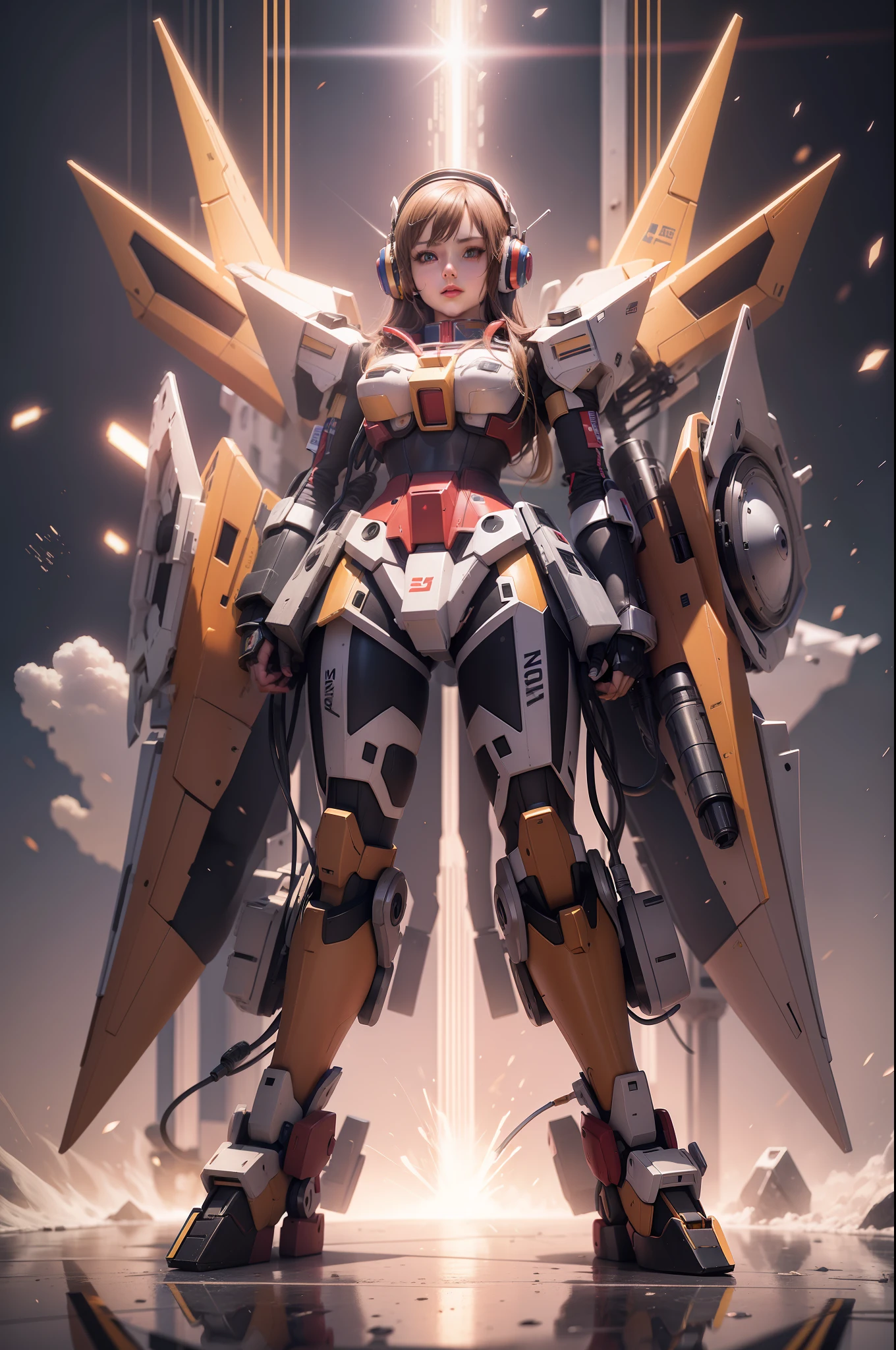 Girl, 3d, slim, Gundam, headphone - SeaArt AI