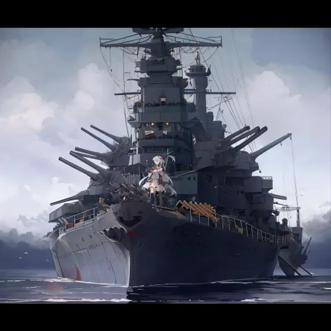 水中に大きな戦艦がありました, konpeki no kantai, 艦隊これくしょんスタイル, 軍艦, 艦これ - SeaArt AI