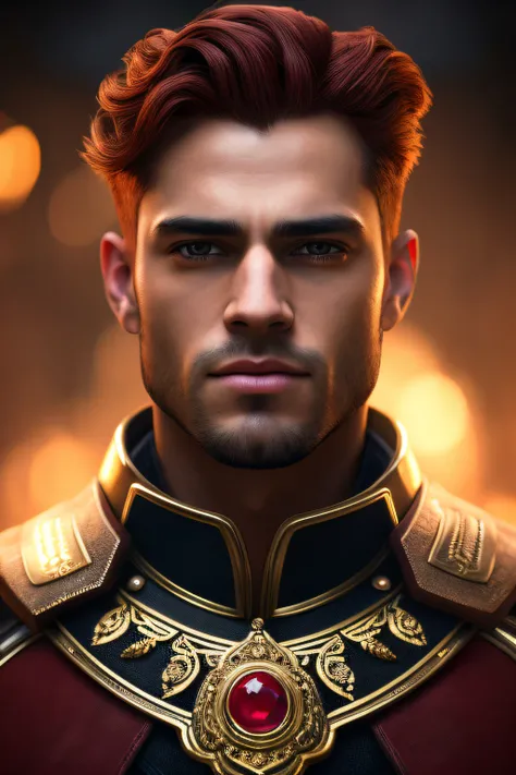 Very Handsome Male Red Haired Man Violet Eyes Attractive Face Well