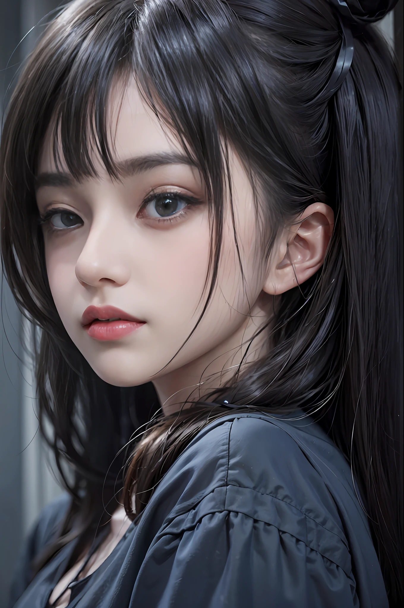 Volumetric lighting、extra detailed face、1girl in、profound darkness、total darkness、Dark、deep ...