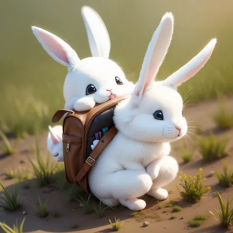 one white rabbit, children's book illustration - SeaArt AI
