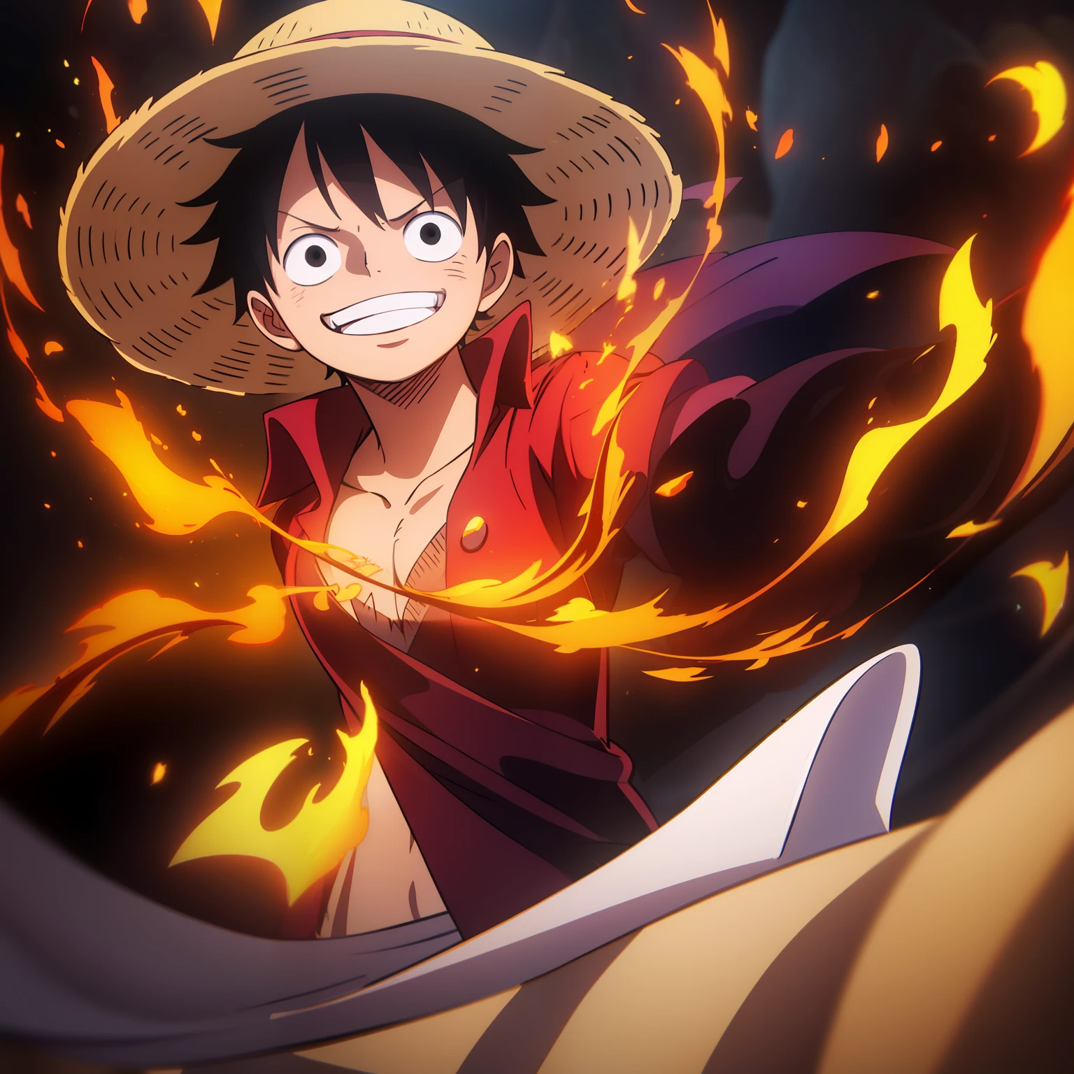 1boy, wanostyle, monkey d luffy, smiling, straw hat - SeaArt AI