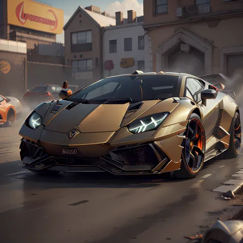 (LAMBORGHINI POISON 2023 ),(vue totale) ,jaune64 k, (jaune ),NÉON 3D ...