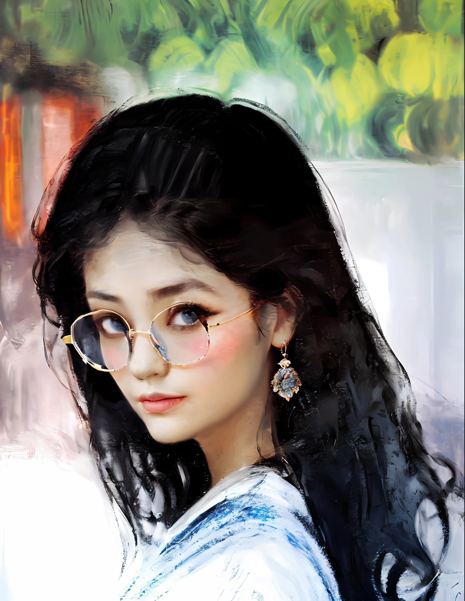 blacksilk，eye glass，OL，Long-haired royal sister - SeaArt AI