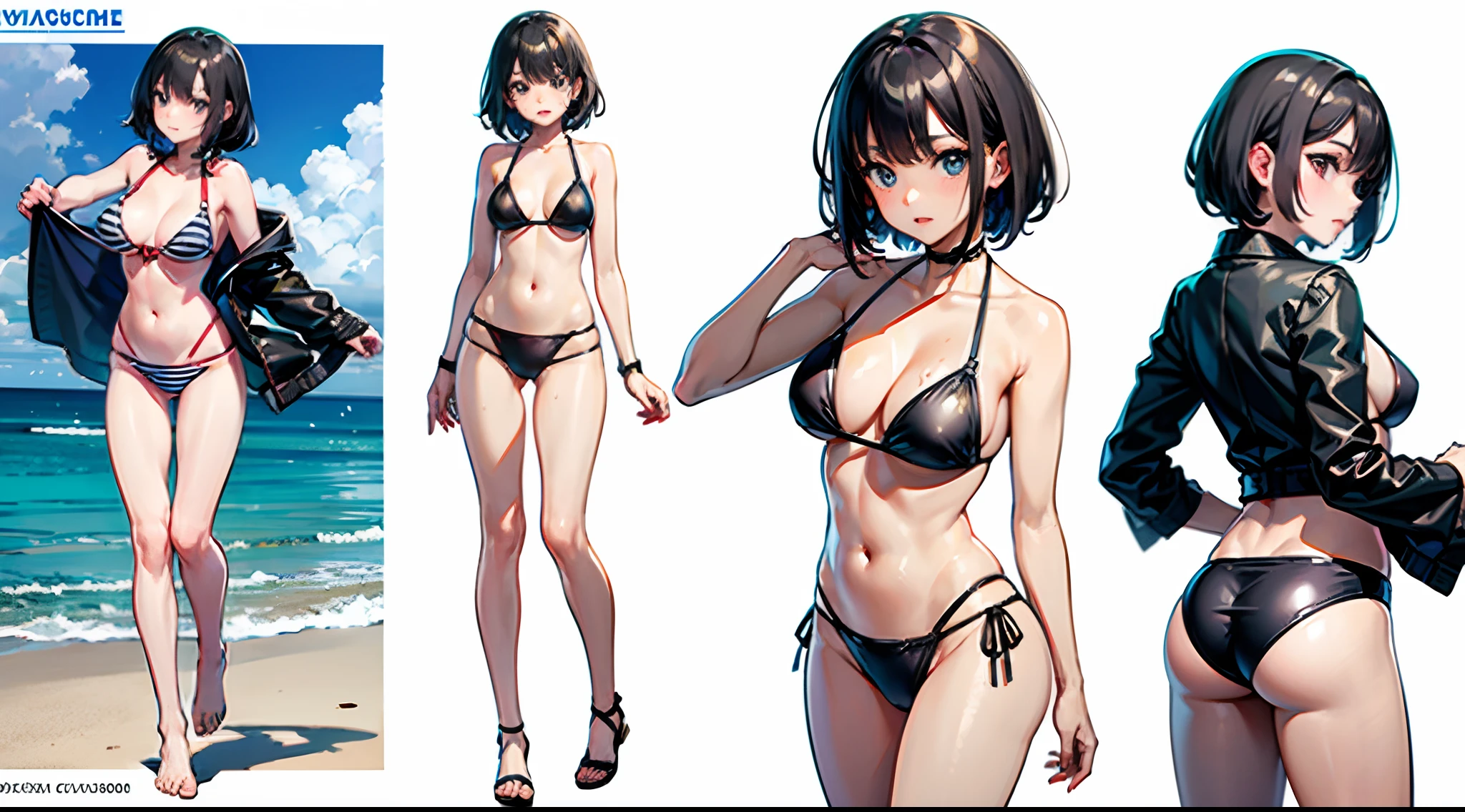Masterpiece, top quality, 1 girl, wetted skin、swimwear, full body illustration - SeaArt AI
