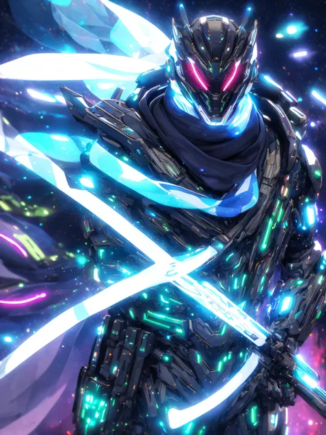 realistic,shiny,reflective,bioluminic, galactic cybernetic mask - SeaArt AI