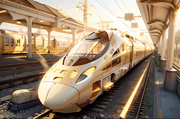 Ivory Gold AI High-Speed Rail，Train，The train of the future，orbiting ...