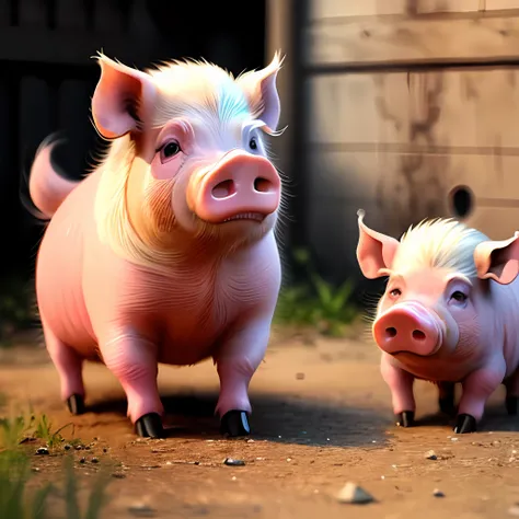 Pokémon style，Pigs in general lineage，standing on two feet，Attack with ...