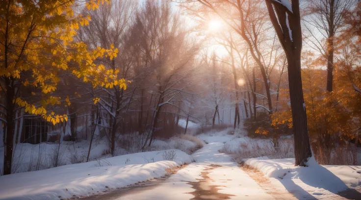 Snow in winter - SeaArt AI