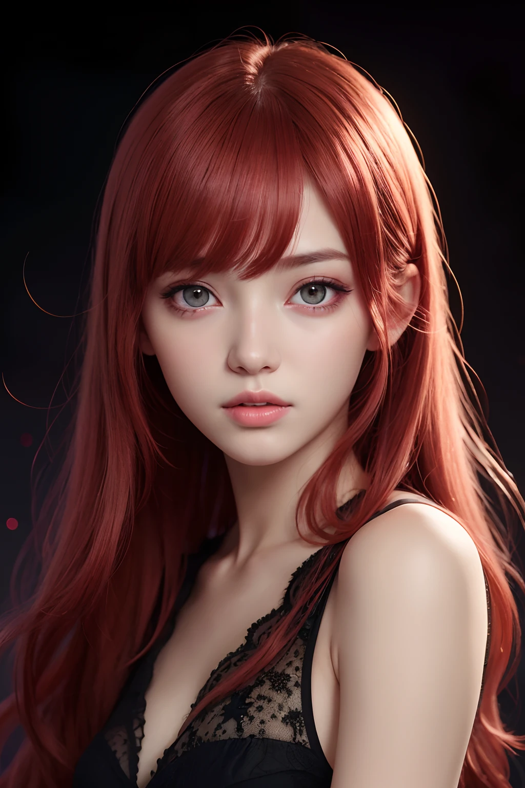 A woman with red hair and blue eyes posing for a picture - SeaArt AI