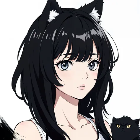 Nonchalant expression, black and white, disheveled fringe, medium messy ...