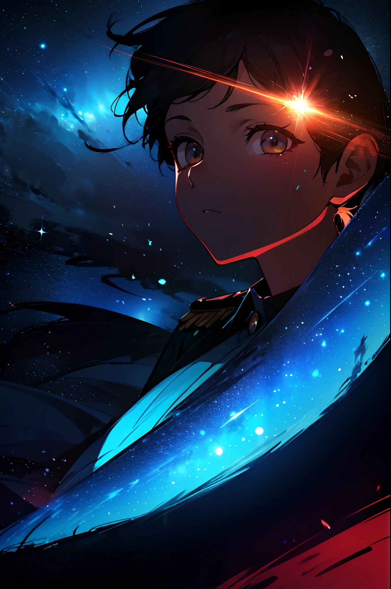 Anime boy staring at the stars in the sky - SeaArt AI