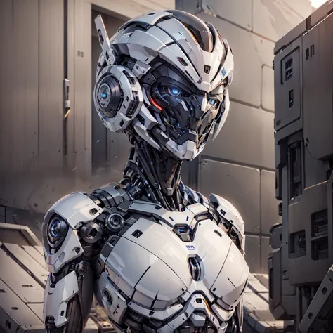 Android ultra realistic rich in technological details with machine body ...