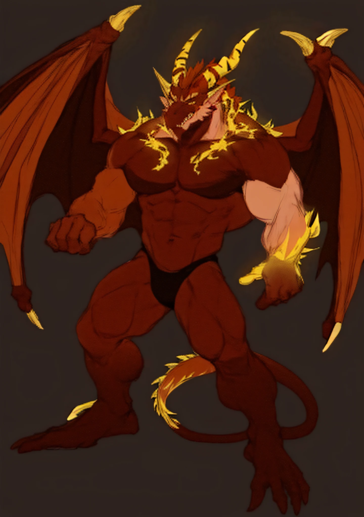 A caricature of a shirtless and strong man, Blue flames wrapped around the whole body, full body ...