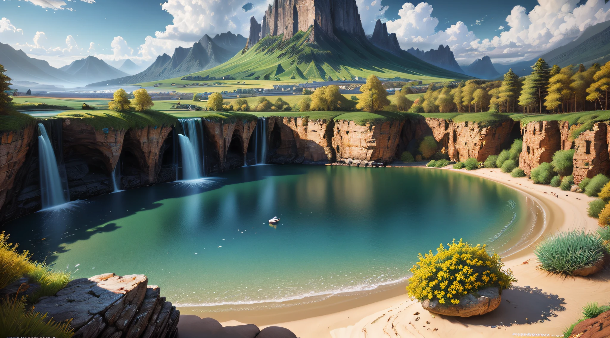 風景, 水, (非常に詳細な CG Unity 8k 壁紙), 世界で最も美しい芸術作品, プロの雄大な油絵 - SeaArt AI